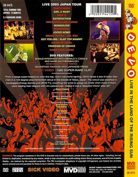 DEVO – LIVE IN THE LAND OF THE RISING SUN – America Dvd