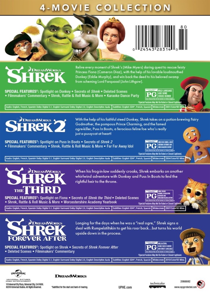 SHREK COLLECTION – ANNIVERSARY EDITION – America Dvd