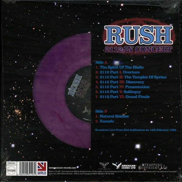 RUSH – 2112 – IN CONCERT – America Dvd