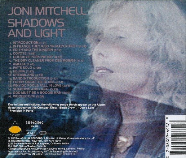 JONI MITCHELL – SHADOWS AND LIGHT – America Dvd