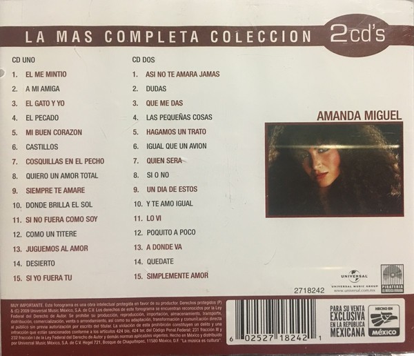 AMANDA MIGUEL – MAS COMPLETA COLECCION – America Dvd