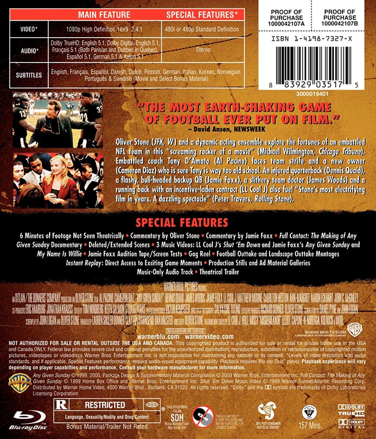ANY GIVEN SUNDAY – America Dvd