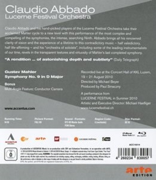 GUSTAV MAHLER / CLAUDIO ABBADO / LUCERNE FESTIVAL ORCHESTRA – SYMPHONY N° 9 – America Dvd