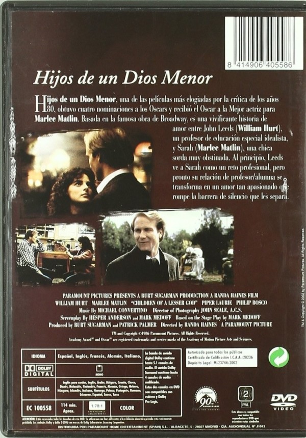HIJOS DE UN DIOS MENOR – America Dvd