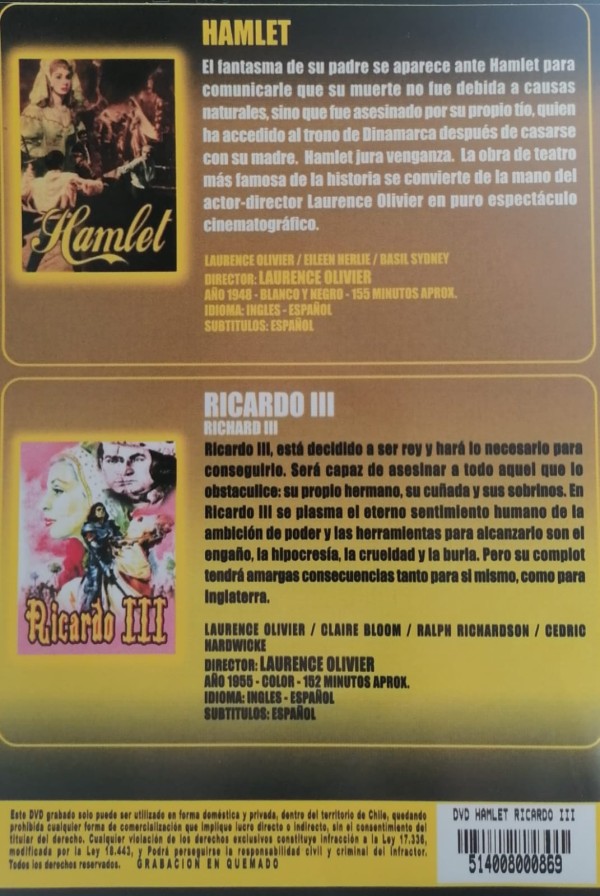 HAMLET / RICARDO III – America Dvd