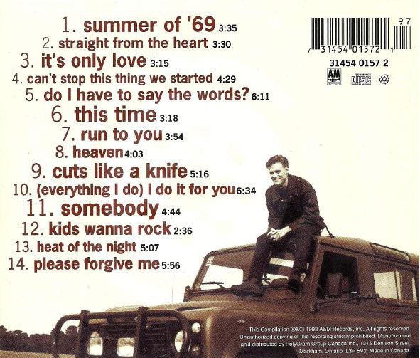 BRYAN ADAMS – SO FAR SO GOOD GREATEST HITS – America Dvd