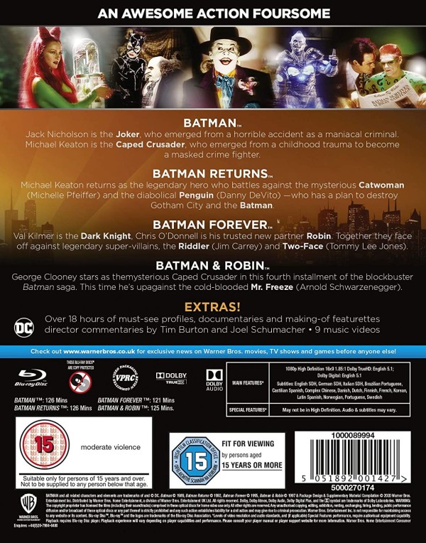 BATMAN – 4-FILM COLLECTION 1989-1997 – America Dvd