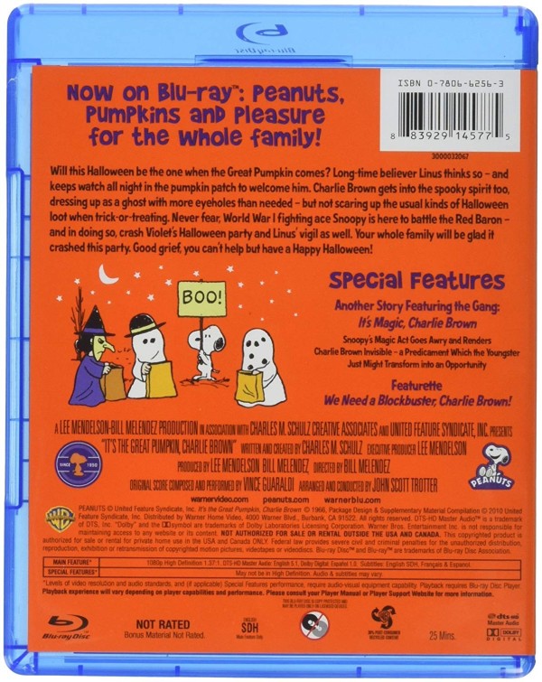 CHARLIE BROWN – ITS THE GREAT PUMPKIN – America Dvd