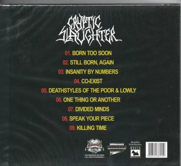 CRYPTIC SLAUGHTER – SPEAK YOUR PEACE – America Dvd